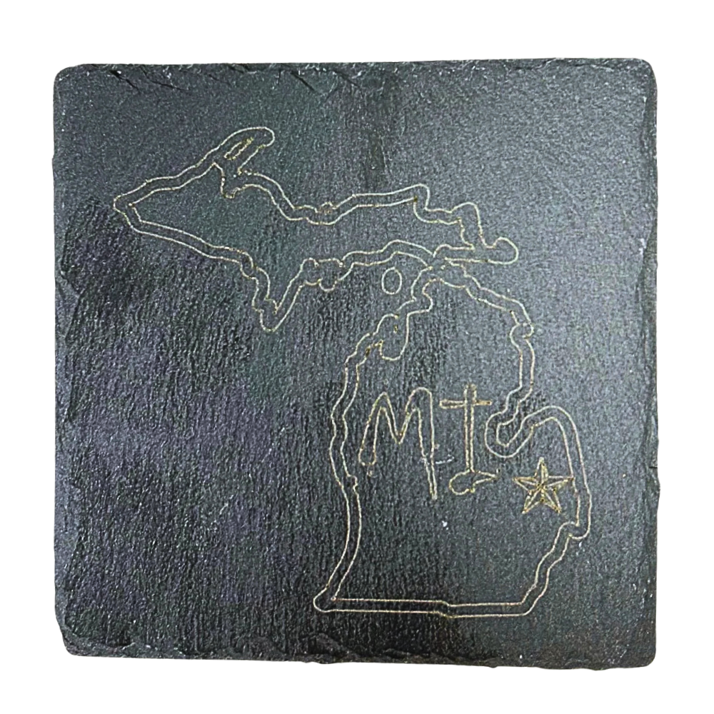 Michigan Slate Coasters – Heart of Michigan