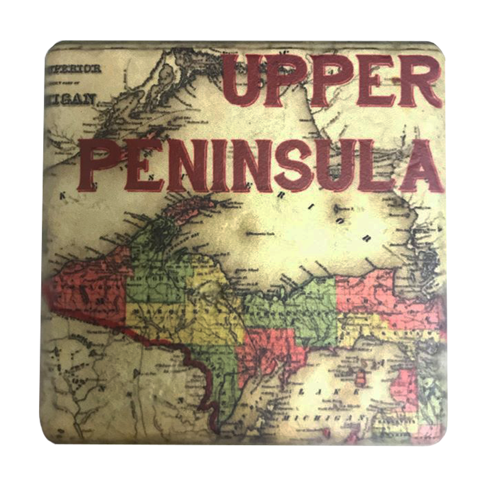 Upper Peninsula Map Coaster – Heart of Michigan